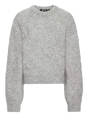 ROTATE BY BIRGER CHRISTENSEN 3d Flower Knit Sweater - Grey