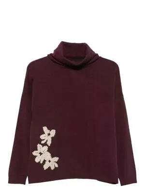 WHYCI MILANO Maglieria Floral-applique Roll-neck Sweater - Purple