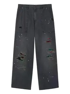 AFTERMATHS Paint-splatter Distressed-effect Jeans - Grey