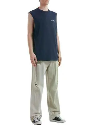 AFTERMATHS Graphic-print Cotton Tank Top - Blue