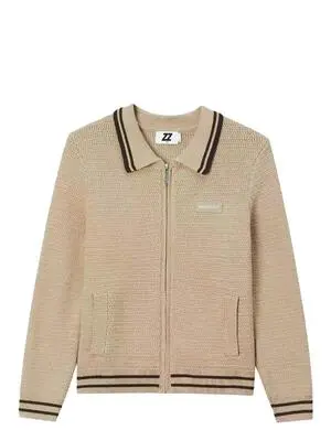 Izzue Striped-trim Zip-up Cardigan - Neutrals