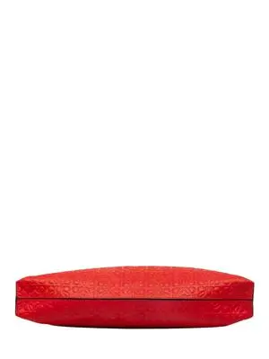 Loewe 2017 Embossed Anagram Leather Repeat T Clutch Bag - Red