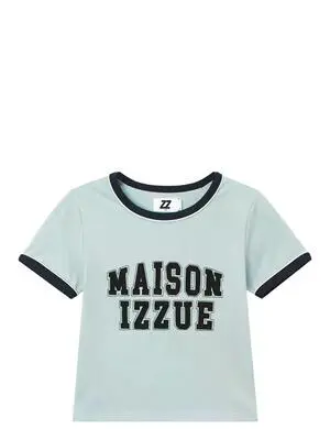 Izzue Logo-print Ringer T-shirt Blue