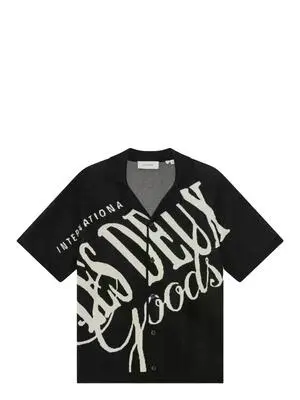 LES DEUX Logo-print Cotton Knitted Shirt - Black