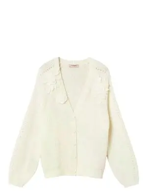 TWINSET Cardigan With Crochet Flowers - Neutrals