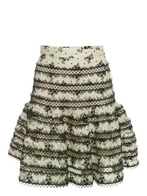 ZIMMERMANN ZIMMERMANN Embroidered Lace-Trim Mini Skirt