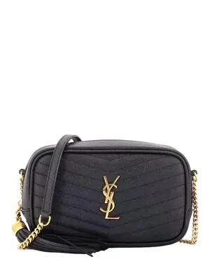 Saint Laurent Lou Camera Bag Matelasse Chevron Leather Mini Crossbody Bag - Black