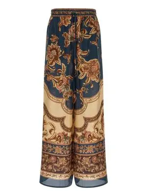 Zimmermann Aster Jacobean Silk Habotai Pants - Multi
