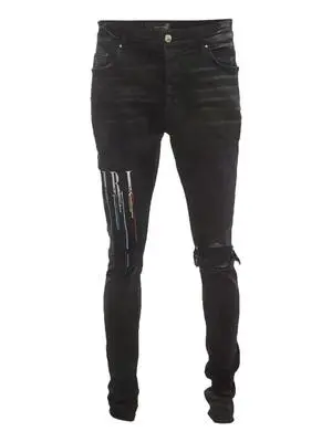 Amiri Distressed Paint-drip Jeans - Black
