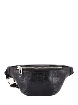 Gucci Gg Embossed Perforated Leather Small Belt Bag - Black