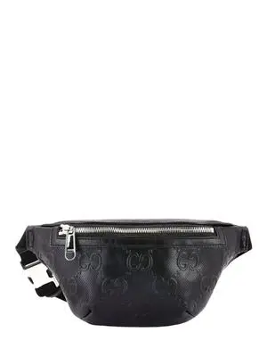 Gucci Gg Embossed Perforated Leather Belt Bag - Black