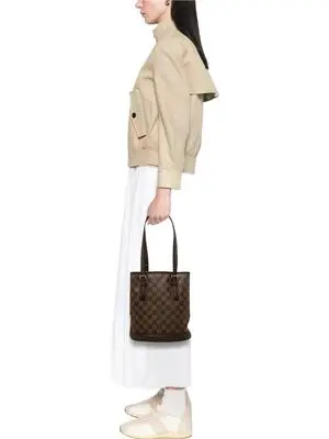 LOUIS VUITTON Damier Ebene Marais Bucket Bag - Brown