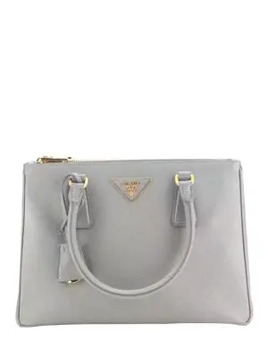 Prada Galleria Double Zip Saffiano Leather Small Tote Bag Grey