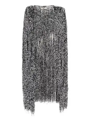 NAEEM KHAN Naeem Khan Sequin-Embellished Fringed Cape