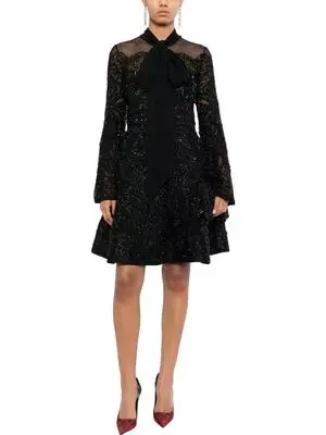 Elie Saab Embellished Tulle Dress - Black
