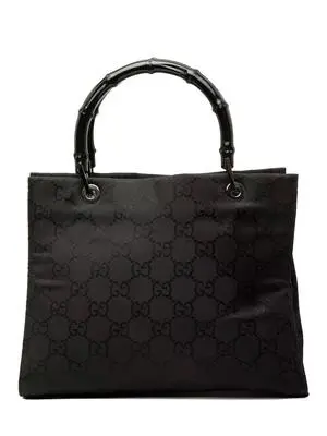 Gucci Gg Nylon Bamboo Satchel - Black
