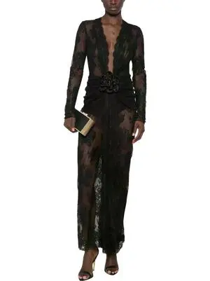 Dolce & Gabbana Floral-lace Floral-appliqué Dress - Black