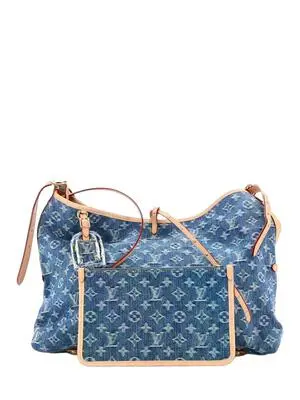 LOUIS VUITTON Carryall Monogram Denim Mm Hobo Bag Blue