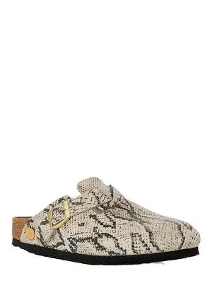 BIRKENSTOCK Boston Printed Suede Clogs - Oyster