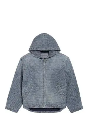 Balenciaga Hooded Denim Cotton Jacket - Blue