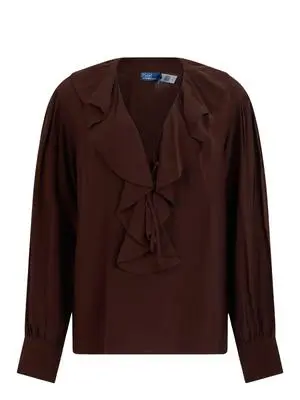 Polo Ralph Lauren Ruffled Long-sleeve Top - Brown