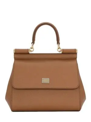 Dolce & Gabbana Dolce & Gabbana Sicily Medium Leather Handbag Beige