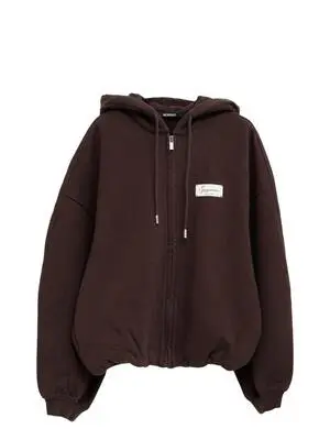 Jacquemus JACQUEMUS Logo Cotton Hoodie Brown