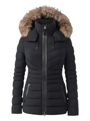 Mackage Patsy-fz Agile 360 Down Jacket With Natural Fur Collar - Black