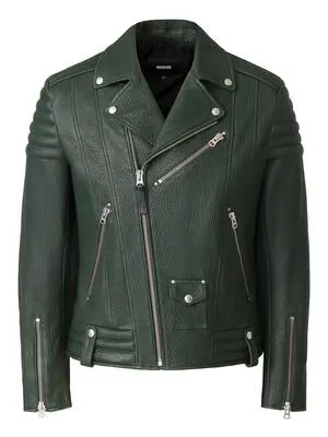 Mackage Kenneth Leather Moto Jacket - Evergreen