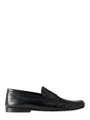 TOTÊME TOTEME - Croc-Effect Leather Loafers - Men - Black