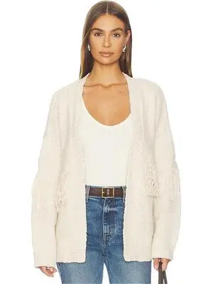 Autumn Cashmere Fringe Oversized Cardigan In Neutral - Sand