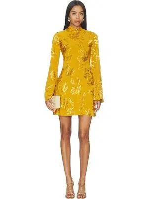 Hemant & Nandita Biased Mini Dress With Mock Neck In Metallic - Gold