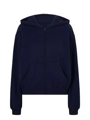 SKIMS Cotton-fleece Hooded Sweatshirt - Navy