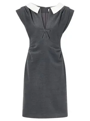 SHUSHU/TONG Gathered Wool-blend Midi Dress - Gray