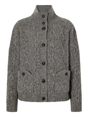 BLAZÉ MILANO Elfe Joni Cable-knit Wool-blend Cardigan - Gray