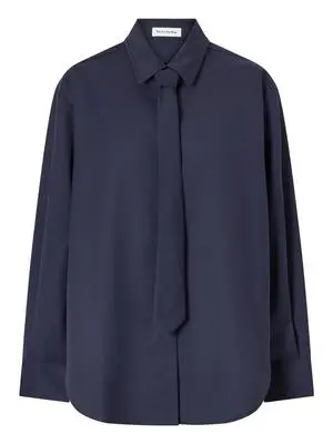 THE FRANKIE SHOP Peri Tie-detailed Oversized Georgette Shirt - Blue