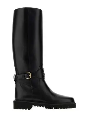 Valentino Garavani Leather Vlogo Signature Boots - Black
