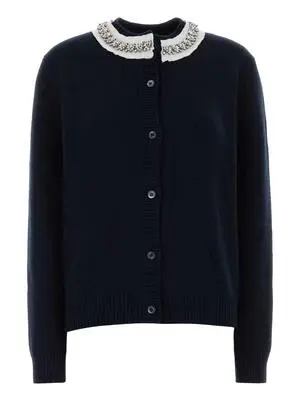 Prada Prada Women Midnight Blue Wool Blend Cardigan Blue