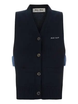 Miu Miu Midnight Cashmere Vest - Blue