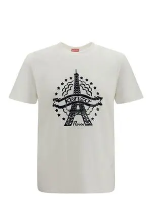 Kenzo Eiffel Tower Design Cotton T-shirt - White