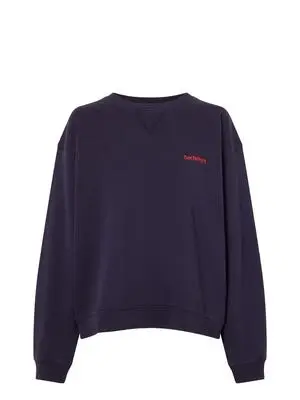 FRAME Logo-embroidered Cotton-jersey Sweatshirt - Blue