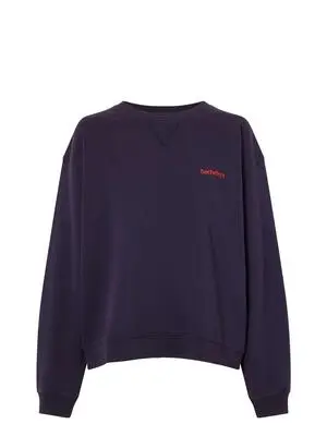FRAME Logo-embroidered Cotton-jersey Sweatshirt - Navy
