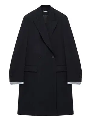 Loewe Wool-blend Double-breasted Coat - Navy