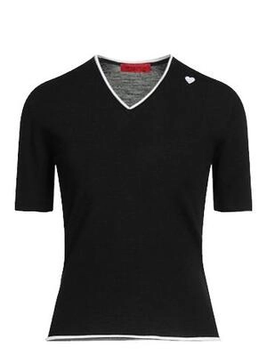 MAXCO. Solid Color Knit Short-sleeve Top - Black