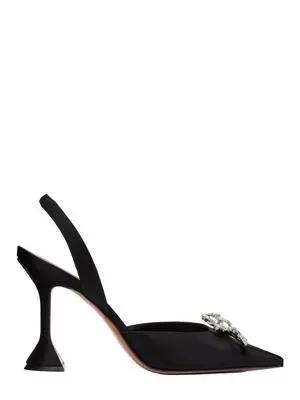 Amina Muaddi Satin High Heels - Black