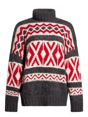 Brunello Cucinelli Cashmere Patterned Turtleneck Pullover - Black