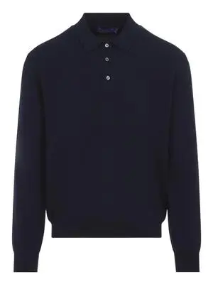 Ralph Lauren Long-sleeve Knitted Polo Shirt - Blue