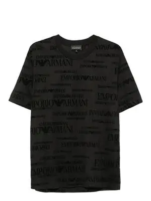 Emporio Armani All-over Logo T-shirt - Black