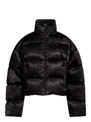 Balenciaga Minimalist Printed Down Jacket - Black