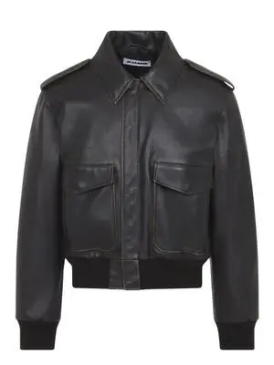 JIL SANDER Long-sleeve Leather Jacket With A Shirt Collar